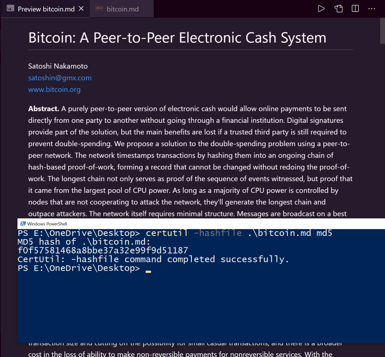 The easiest way to verify files integrity on Windows